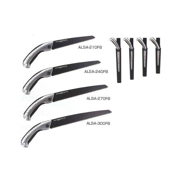 仮枠・剪定用鋸（アサリ有り）しっかり握れ、滑りにくい、エストラマー樹脂によるアール形状グリップ切りしぶりがなく、ヤニが付着しにくい独自開発のフッ素ブラック塗装を採用 。板厚：210・240/0.7mm、270・300/0.8mm切り溝幅：2...