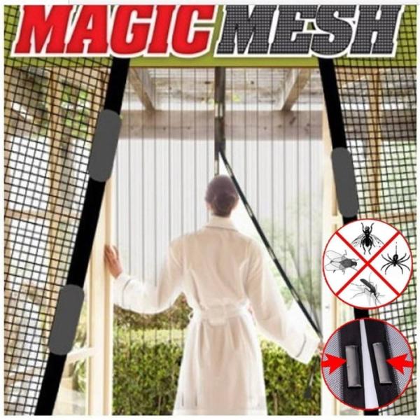 爽やかな風を取り込んで、蚊などの害虫をシャットアウト!NEWドア用カーテン網戸　マジックメッシュ！工事不要！取り付けラクラク！虫よけカーテン網戸！ドアには取り付けにくかったアミ戸が面倒な枠なしでご利用いただけます。虫やホコリが入りにくい 風...