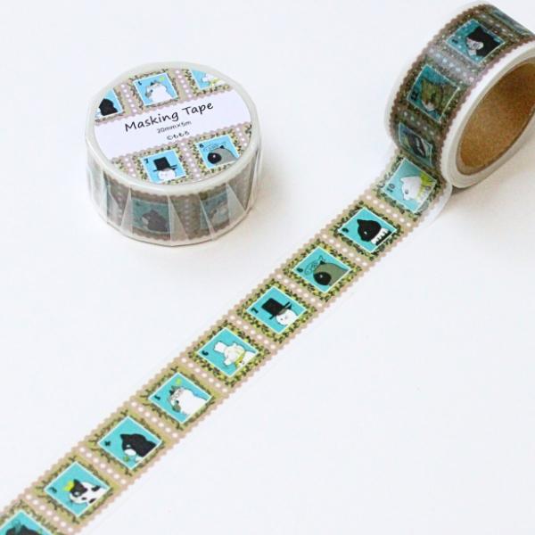 イラストレーター・絵本作家のももろさんが描く可愛らしいマスキングテープ。まるで絵本の一場面を切り取ったような、ほっこりする色合いとデザイン。ノートや手紙に添えるだけで、日常に動物たちの小さな物語が生まれます。猫/ねこ/ネコ/切手風/...〔...