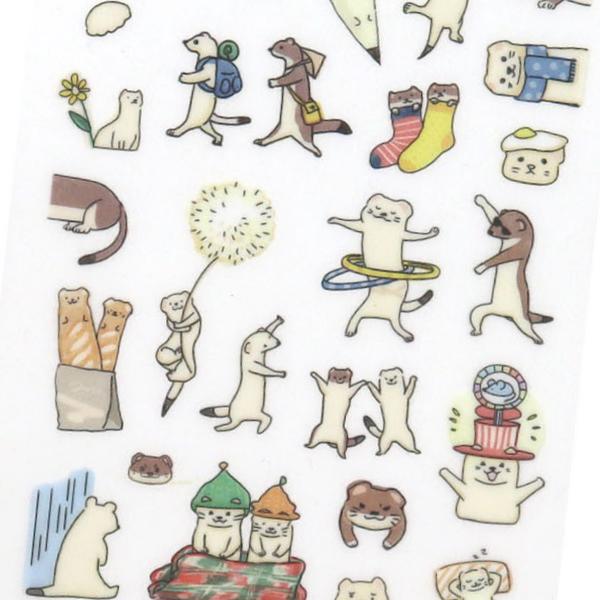 まるで手描きのように綺麗に馴染む、こすって貼るタイプの紙用シールです。夏毛と冬毛の可愛いオコジョたち。日記や手帳の扉ページや空きスペースのデコにもオススメです。手描き感のあるイラストや文字のモチーフで可愛く手帳やお手紙をデコレーション♪日記...