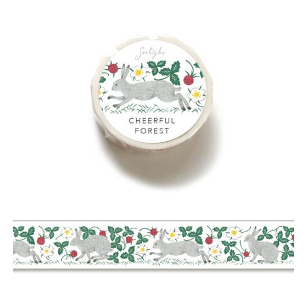 森の中の生き物たちを描いたシリーズ。小さな生き物たちの物語を感じるデザインです。手帳やお手紙のデコ、ラッピングなどにも♪Illustration:小池 葉月ヘビイチゴ/うさぎ/■サイズ：幅15mm×5m■素材：和紙■生産国：日本株式会社ポトペリー