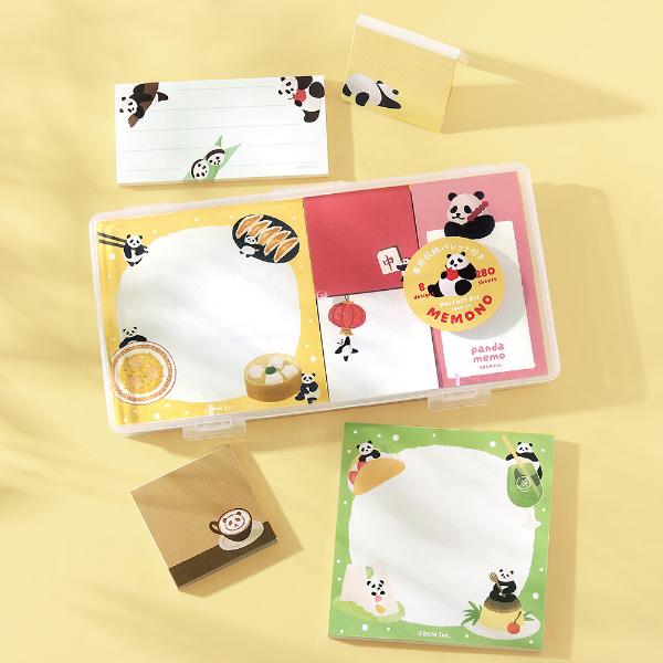 メモパッドセット「MEMONO」専用の収納パレットがついた人気のメモパッドセット♪大中小、３サイズで8柄×35枚で280枚の大ボリューム！伝言メモや、手帳に貼って楽しめます。パンダ/中華料理/餃子/麻雀/コーヒー/メモ/コラージュ/手帳/デ...