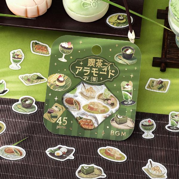 レトロな喫茶店をテーマにした大人気の「喫茶アラモード」。「和」の要素を取り入れた新シリーズが登場です。BGMのかわいい箔押しフレークシール。日記や手帳を可愛く彩ります。抹茶/パフェ/お団子/どら焼き/ケーキ/和菓子/和スイーツ/和風/喫茶/...