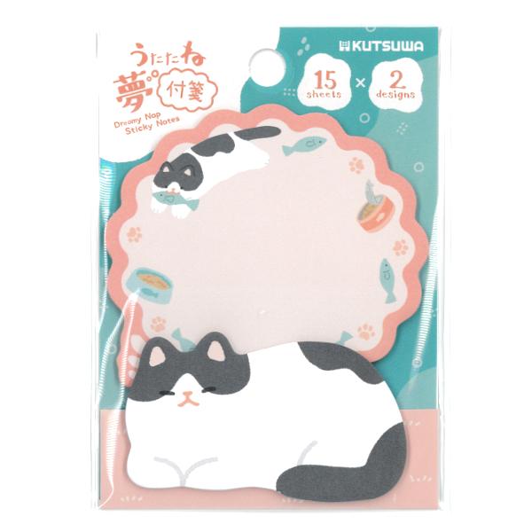 うたたねする動物パーツと、夢の中を描いた吹き出しパーツに分かれたかわいい付箋。覚え書きに使いやすい小さめサイズとメッセージに使いやすい大きめサイズを用途にあわせて使い分け出来ます♪伝言メモや、目印として使っても可愛いです。ハチワレ/猫/ネコ...