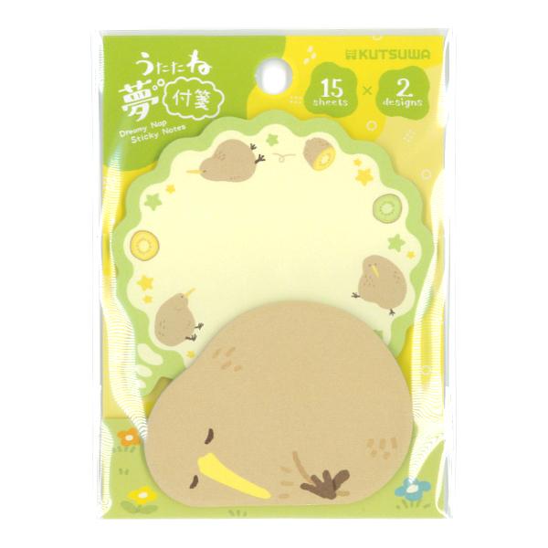 うたたねする動物パーツと、夢の中を描いた吹き出しパーツに分かれたかわいい付箋。覚え書きに使いやすい小さめサイズとメッセージに使いやすい大きめサイズを用途にあわせて使い分け出来ます♪伝言メモや、目印として使っても可愛いです。キーウィ/キウイ/...