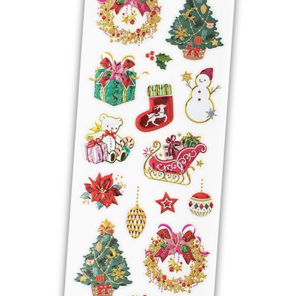 高級感がある輝きと、細かい盛り上げが美しいシールです。お手紙に貼ったり封緘シールとして使ったり、また色紙等のデコレーションとしてお使いいただいても存在感があります。クリスマスの華やかなモチーフをふんだんに散りばめた、大人のためのデザインです...