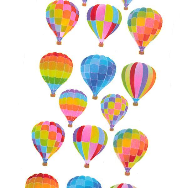 カラフルなバルーン柄のシール。角度を変えるとキラキラ虹色に光ります。オーロラシールは、虹のように色を変化させるフィルムを貼った紙素材のシールです。微妙な色の変化を楽しめます。手帳やメッセージカードのデコなどに。■台紙サイズ：H160×W60...