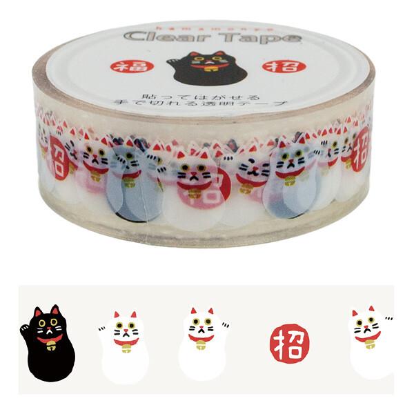 簡単に手で切れて、貼ってはがせるクリア素材。どこからでも簡単に手で切れる加工がされたテープなのでデコレーションやラッピングに気軽に使えます。可愛らしい招き猫柄。たまに黒猫ちゃんが混じっています。手帳やお手紙はもちろん、ファイルケースやクリア...