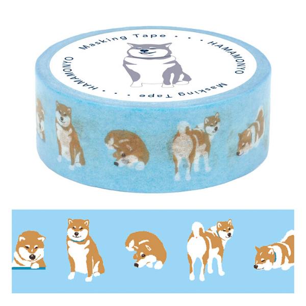 愛嬌たっぷりの柴犬柄マステ。和紙製のかわいらしい絵柄のテープは、日常のちょっとしたアクセントにオススメ。手で簡単にちぎることができます。動物好きさんへのプチギフトにも♪■サイズ：W15mm×5m■素材：和紙■生産国：日本濱文様（はまもんよう）