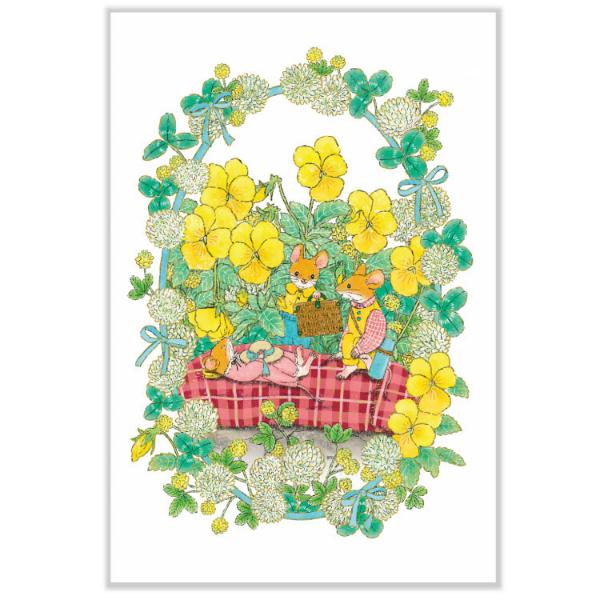 イラストレーター「茜ことこ」さんデザインの春柄ポストカード。温かいタッチに煌びやかな金箔を施し、まるで絵本のワンシーンのよう。贈るのはもちろん、コレクションにもおすすめな金箔を施した華やかなカードです。春のお花を堪能する動物たちが繰り広げる...