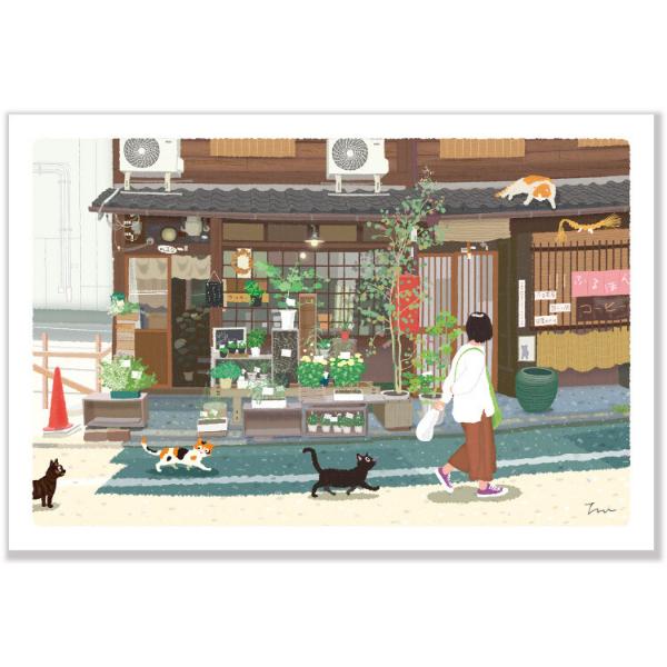 日本の四季の風景を旅している猫「たびねこ」の可愛いポストカードシリーズです。ねこたちと一緒に小さな旅を楽しみながら、のどかな風景を満喫しませんか。夏のお便りやコレクションに。黒猫/三毛猫/古民家/ハガキ/イラスト：もりとしのり紙の厚み：★★...