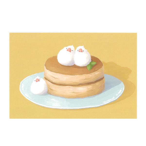 スイーツになりきる文鳥たちがかわいい！文鳥好きイラストレーター・やましなさんデザインのポストカードです。お便りとしてはもちろん、そのままお部屋に飾っても可愛いです。ブンチョウ/パンケーキ/紙の厚み：★★☆(一般的な官製ハガキよりやや厚め)■...