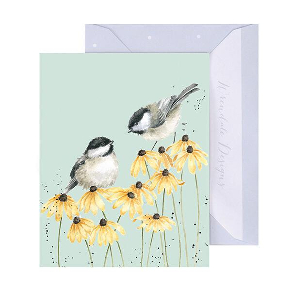 活き活きとした動物たちのミニカード。お花の上で楽しそうにお喋りしているようなコガラたち。カードの内側は白無地なので、アレンジ自在♪ちょっとしたメッセージを送ったり、プレゼントに添えるのに便利です。『Wrendale Designs（レンデー...