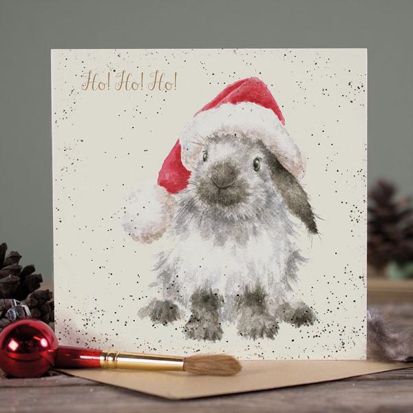 "Ho,Ho,Ho!"表紙に金箔押し加工の文字が入った、美しい動物イラストのクリスマスカードです。サンタさんの帽子を被ったウサギさん。しっかりとした厚みと温かみのある紙質でグリーティングカードとしてはもちろん、お部屋に飾っても可愛いです。『...