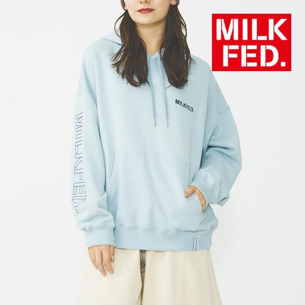 ＼＼ベーシックシリーズ1枚で着てもサマになる！スウェットパーカー／／■右腕にMILKFED.で人気のステンシルロゴを施したパーカー■裾には新しくなったベーシックシリーズのネーム付き■低身長さんもスッキリ着られるMサイズと、スタイルに合わせて...