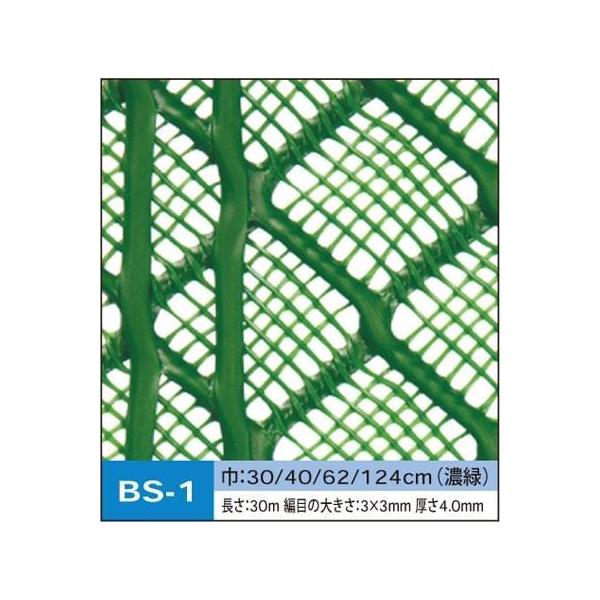 【商品名】ベストしがら　BS-1　巾40ｃｍ■サイズ 巾40cm × 長さ30ｍ × 厚み4.0mm × 網目の大きさ3×3ｍｍ（濃緑）■重量：10kg/巻■材質：高密度ポリエチレン【商品説明】●編柵工（しがら工）専用の菱目ネット。●軽量か...