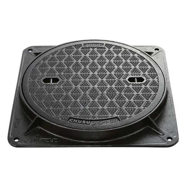 【商品名】ハイグリップタイプマンホールカバー■メーカー：(株)中部コーポレーション■型式：CMD-1-300N-ｂ　■使用荷重：重荷重用（敷25ｔ）■角枠仕様■標準型水封形■総重量：18.2kg（フタ・角枠共）■材質：鋳鉄製■クサリ付■公共...