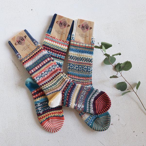 CHUP(チュプ) LULL RAIN(ラルレイン)靴下 ソックス ユニセックス S(23〜25ｃｍ)・Ｍ(225〜27.5ｃｍ)　日本製 GLEN CLYDE “世界の伝統柄”をモチーフにしたデザインが魅力の日本製ソックスブランド。ネイテ...
