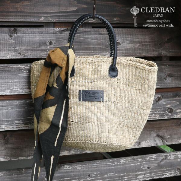 メッセージカード・ラッピング無料選べるノベルティCLEDRAN クレドラン  HAND＆WORK  SISAL RIBBON BASKET リボン付き かごバッグ バスケット 春夏  CL3953編み模様とレザーハンドルが映えるサイザルバッ...