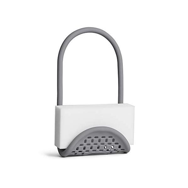 サイズ：W11×D8×H26cm素材：サーモプラスチックラバー蛇口に引っ掛けて使うシンクキャディー。スポンジやブラシを収納する事ができ、穴が空いているので水切れと通気性も良いです。本体部分はワイヤーが入っており、使う場所に応じて自由に形が変...