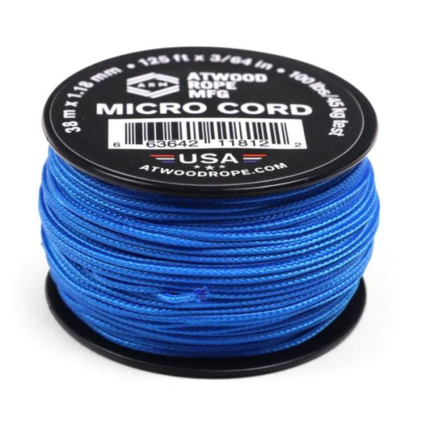 1.18mm マイクロコード アトウッド ロープ  (ブルー) パラシュートコード パラコード 38M ATWOOD ROPE MFG 耐加重46Kg  キャンプなどに