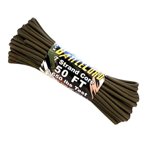 軍用 高品質 アトウッド ロープ/ATWOOD ROPE MFG バトルコード OD 7Strand パラシュートコード/パラコード 15M 耐加重1200Kg キャンプなどに