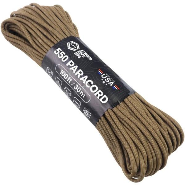 丈夫 高品質 アトウッド ロープ/ATWOOD ROPE MFG コヨーテ 7Strand パラシュートコード/パラコード 30M 耐加重250Kg  キャンプなどに