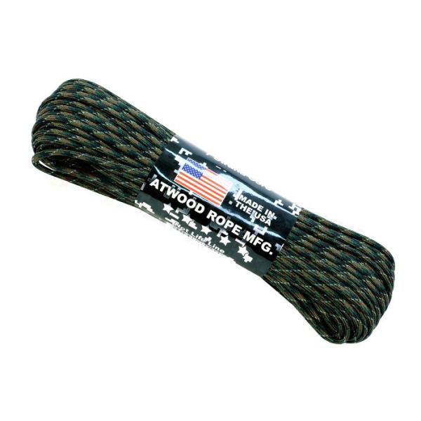アトウッド ロープ/ATWOOD ROPE MFG リフレクティブ 反射 ウッドランドカモ 7Strand パラシュートコード/パラコード 30M 耐加重250Kg  キャンプなどに
