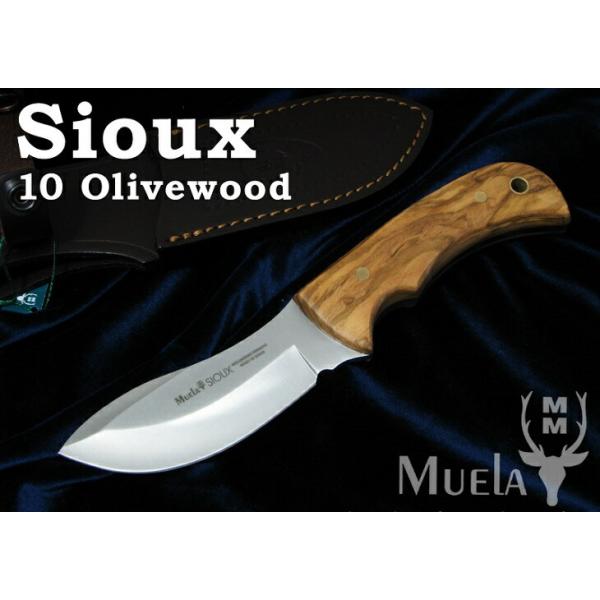 Muela/ムエラ SIOUX-10.OL シオックス 100mm オリーブウッドハンドル スキナー 狩猟用 シースナイフ