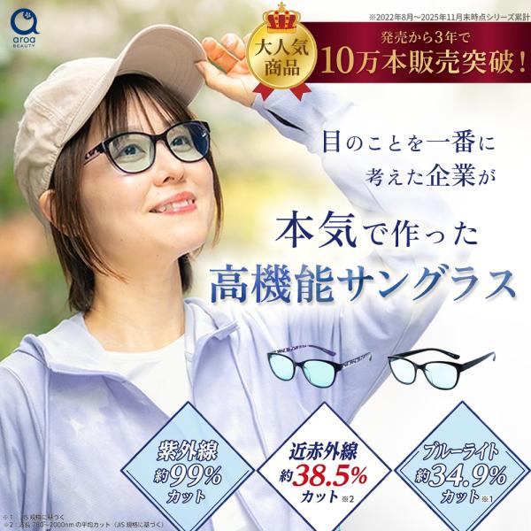 ★☆★累計１０万本販売の人気商品！★☆★『目のことを一番に考えた企業が本気で作ったサングラス』《３つの有害光線『紫外線・ブルーライト・近赤外線』から守る9層構造レンズ》紫外線 ブルーライト 近赤外線 UV 花粉 カット UVカット 紫外線カ...