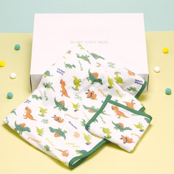 SET1099ベビーギフトお世話セットディノサウルスハンドタオルガーゼバスタオル