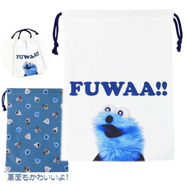 巾着 スンスン パペットスンスン 人気キャラクター かわいい おしゃれ 使いやすいサイズ感表面には、アップのスンスン、裏面には青色でスンスンやノンノン、ゾンゾンのフェイスがたくさんデザイン（ちらし柄）されたインパクトのある巾着ですスマホやイ...