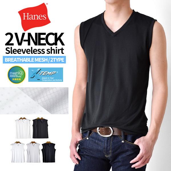 DRYメッシュ生地を使用したノースリーブTシャツ2枚組。Vネック、ストレッチあり。X-TEMPは日常の活動から発生する汗などに反応し、Tシャツ内を快適に調整する機能があり、1年中「気持ちいい着心地」を実現。タグレス仕様にすることで襟元のゴロ...