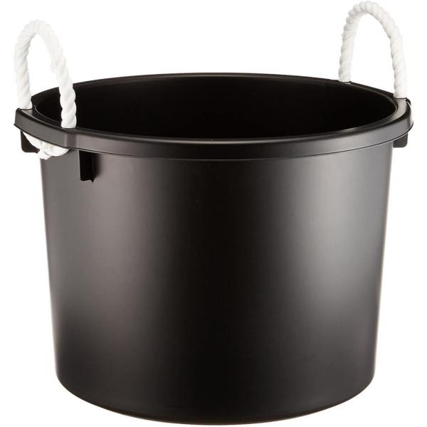 サイズ：φ487×348材　質：ポリプロピレン容　量：45L重　量：1320gカラー：ブラック様々な用途に使えるマルチバケツ。取っ手がロープになっているので持ち運びに便利。ガーデニングに、道具を入れたり、収穫した野菜を入れたり、野菜の泥落と...