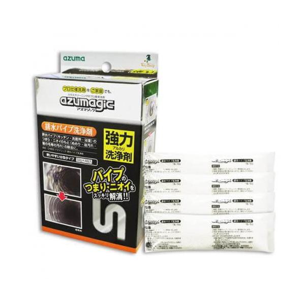 単品重量：50g単品容量：50gサイズ（約）17×4cmハウスクリーニングのプロが推奨している洗剤シリーズ「アズマジック」。プロが使用する洗剤を家庭でも使えるように改良しました。排水パイプ洗浄剤は強力な洗浄力で汚れを分解し、キッチン、浴室な...