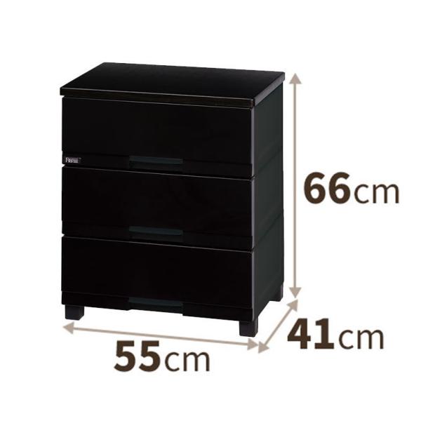 カラー【天板】ブラックウッド【前パネル】プレミアムブラック最大外寸（約）幅55×奥行41×高さ66cm有効内寸（約）幅47.2×奥行34.5×高さ15cm（×3段）商品重量（約）9.5Kg収納の目安（約）各引出しにトレーナーなら8枚、セータ...