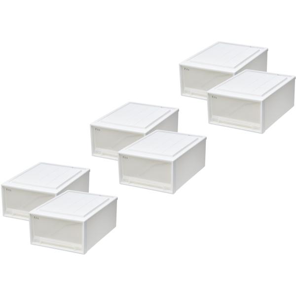 カラー　ホワイトクリア外寸（約）幅39×奥行53×高さ23cm有効内寸（約）幅33.7×奥行48.4×高さ18cm収納の目安（約）セーター6枚　トレーナー8枚　Yシャツ10枚　半袖ポロシャツ14枚積み重ね使用　3段まで可能引出耐荷重（約）3...