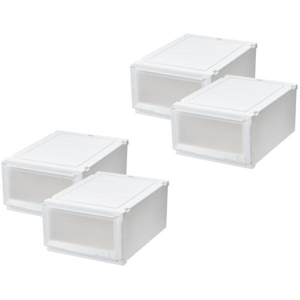 カラー　ホワイトクリア最大外寸（約）幅40×奥行55×高さ25cm有効内寸（約）幅31.5×奥行48.5×高さ19.3cm収納の目安（約）Yシャツが12枚積み重ね使用　3段まで可能天板耐荷重（約）5kg引出耐荷重（約）4.5kg材　質【天板...