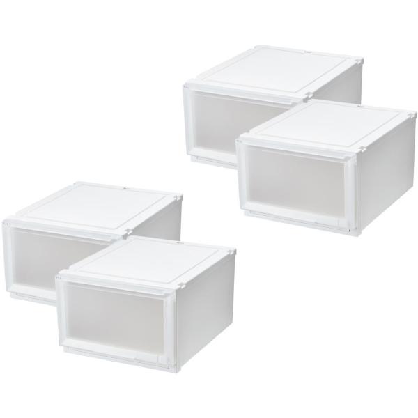 カラー　ホワイトクリア最大外寸（約）幅45×奥行55×高さ30cm有効内寸（約）幅36.3×奥行48.3×高さ24.3cm収納の目安（約）Yシャツが16枚積み重ね使用　2段まで可能天板耐荷重（約）5kg引出耐荷重（約）6.2kg材　質【天板...