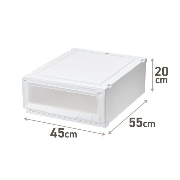 カラー　ホワイトクリア最大外寸（約）幅45×奥行55×高さ20cm有効内寸（約）幅36.7×奥行48.6×高さ14.3cm収納の目安（約）Yシャツが8枚積み重ね使用　3段まで可能天板耐荷重（約）5kg引出耐荷重（約）4.5kg材　質【天板・...