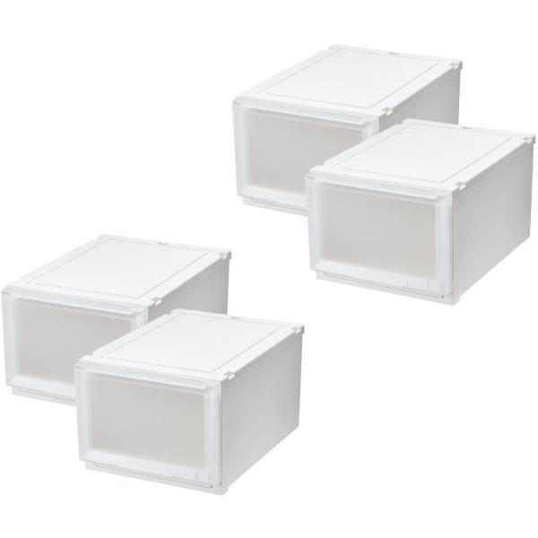 カラー　ホワイトクリア最大外寸（約）幅40×奥行55×高さ30cm有効内寸（約）幅31.3×奥行48.3×高さ24.3cm収納の目安（約）Yシャツが16枚積み重ね使用　2段まで可能天板耐荷重（約）5kg引出耐荷重（約）5.4kg材　質【天板...