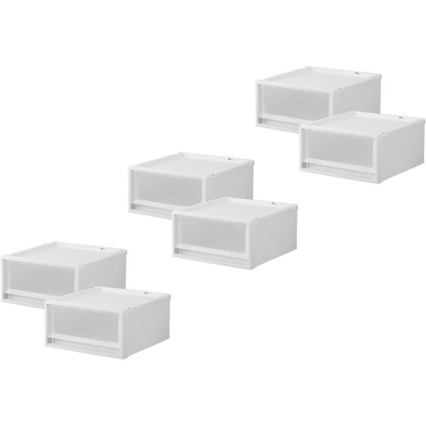 カラー　ホワイトクリア最大外寸（約）幅40×奥行40×高さ20cm有効内寸（約）幅32.8×奥行35.0×高さ15.2cm製品重量（約）1.8kg積み重ね使用　4段まで可能天板耐荷重（約）5kg引出耐荷重（約）3kg材　質【引出し・外枠・天...