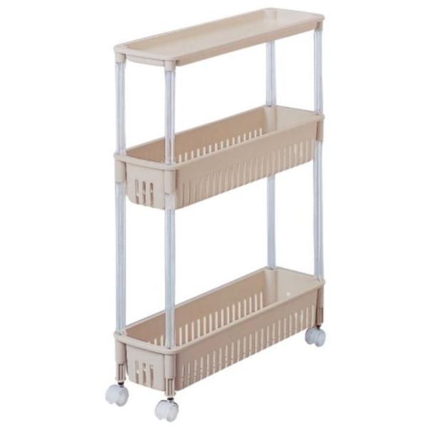 サイズ　幅152×奥行499×高さ654mm材　質【カゴ・キャスター受け】PP【支柱】PS耐荷重　13kgカラー　ベージュカゴは固定式です。高さを調節することはできません。