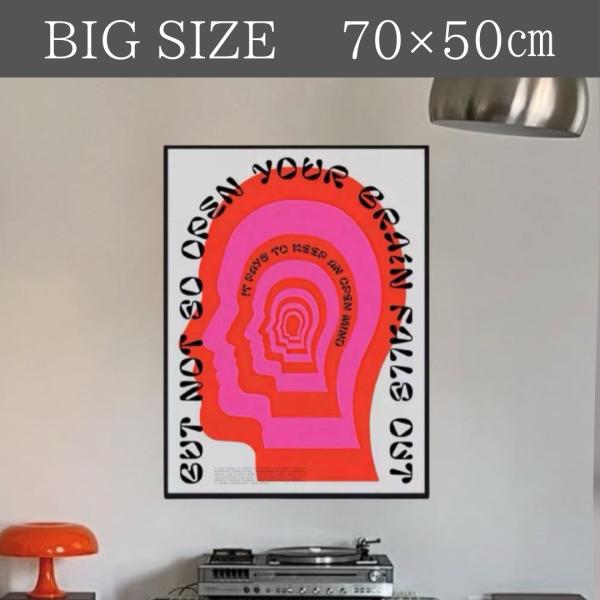 【アートポスター｜“Keep an Open Mind” デザイン】思考を刺激する、ポップで哲学的な日本抽象アートをあなたの空間に。鮮やかなピンクとレッドのグラフィックで構成されたこのアートポスターは、連続するシルエットと印象的なタイポグラ...