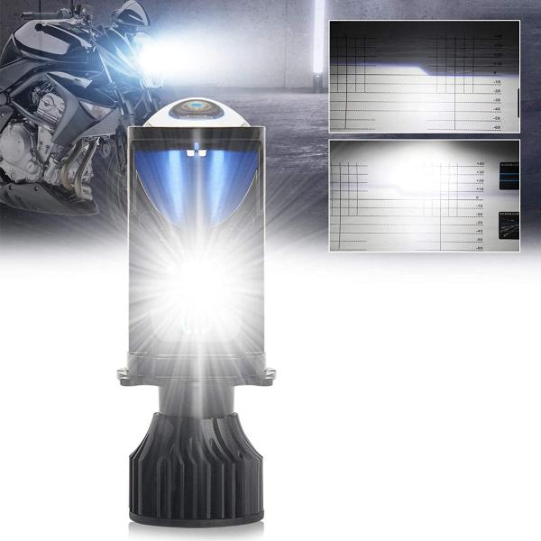 【優れた配光＆プロジェクター式の綺麗なカットライン】【優れた放熱性能＆長寿命】【高輝度新型LEDチップ採用】【明るさ＋200％、安全性アップ】【IP65防水】【取付簡単】【1年保証】★製品情報：H4 / HS1 LEDヘッドライト 1個入り...