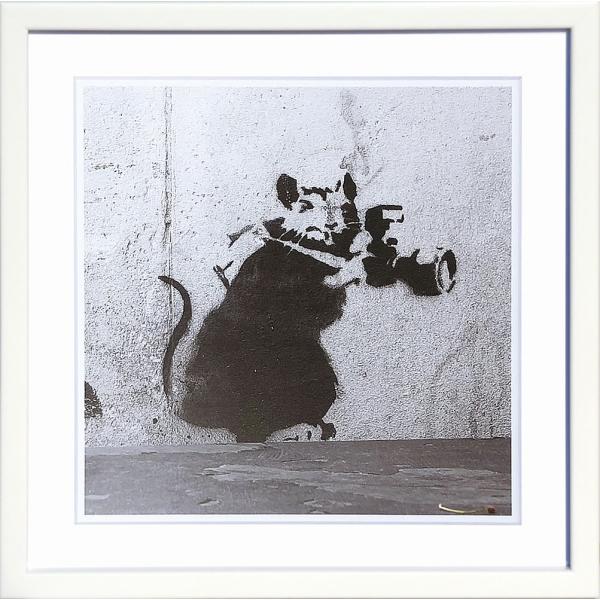 【商品名】バンクシー アートパネル アートフレーム付 壁掛け用(絵は(c)King &amp; McGaw オフセット印刷・額縁は無垢材 塗装仕上げ)【人物説明】バンクシーはイギリスを拠点に活動する正体不明のアーティストです。ステンシル(型...