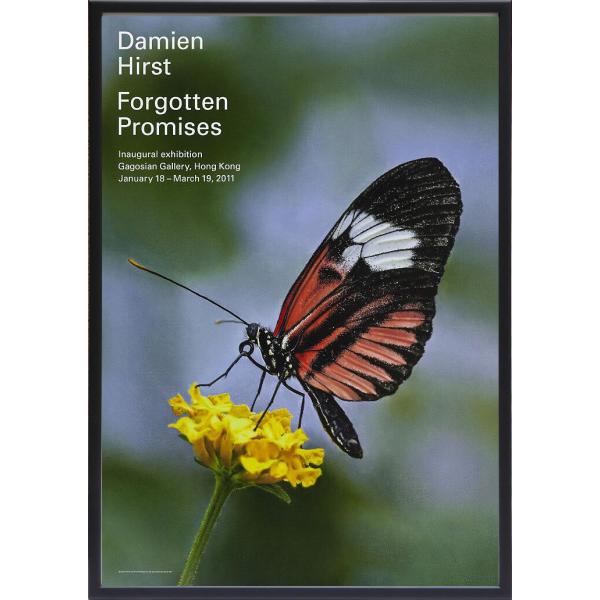 【商品名】ダミアン・ハースト アートパネル アートフレーム付 壁掛け用(絵はGAGOSIAN Gallery Hong Kong in 2011で開催されたForgotten Promises展のエキシビションポスター・額縁は無垢材 塗装仕...