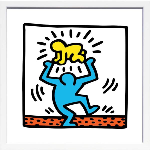 【商品名】キース・へリング アートパネル アートフレーム付 壁掛け用(絵は(c)Keith Haring Foundation. Licensed by Artestar New York. ジクレー版画・額縁は無垢材 塗装仕上げ)【人物説...