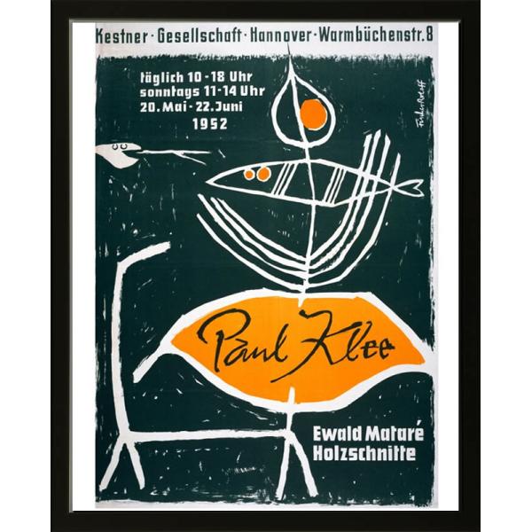 【商品名】パウルクレー アートパネル アートフレーム付 壁掛け用(絵は1952年にドイツのKestner Gesellschaft art galleryで開催されたパウル・クレー展の為に制作されたエキシビションポスター ジクレー版画・額縁...