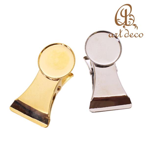 大きめサイズの円形カラワククリップクリップ,留め具,円形,丸,ゴールド,シルバー,金,銀,アクセサリー,パーツ,アクセサリーパーツ,ハンドメイド,アレンジ,手芸,材料,金具,部品,カラワク,空枠,ミール皿,レジン,アート,飾り,装飾,創作,...